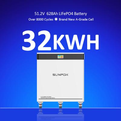 China 51.2V 628Ah 32kWh 10000 Cycles 30KWh Mobile Lifepo4 Lithium Solar Battery Floor Mounted Home Energy Storage Battery for sale