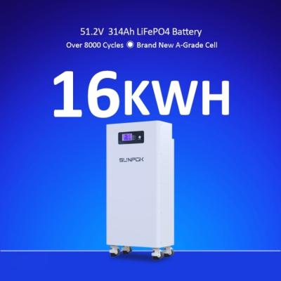 China 10000 Cycles 51.2V 48V Lifepo4 Battery 314Ah 16kWh Lithium Ion Batteries Pack ESS Home Energy Storage Solar Battery for sale