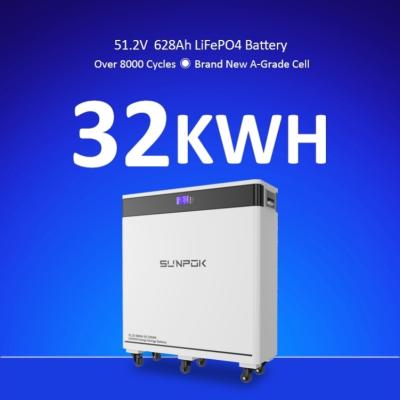 China 10 Years Warranty Lifepo4 Lithium Battery 30kwh 32kwh 600ah 628ah Home Energy Storage Powerwall for sale
