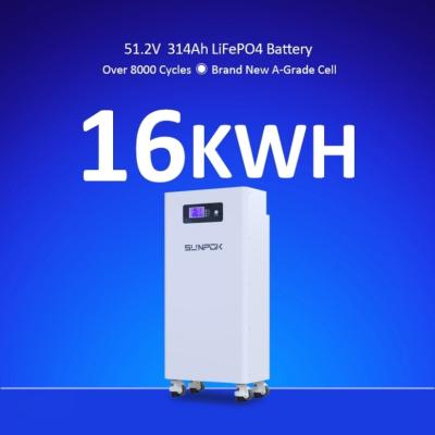 China Household Energy Storage Battery 51.2V 300Ah Bms 48V Lifepo4 15Kwh Lithium Battery Pack With Wheels for sale
