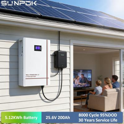 China SUNPOK Energy Storage System 5kw Lithium Battery Power Wall 25.6V 24V 200Ah Solar Lifepo4 Battery for Household Energy for sale
