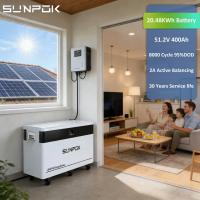 China Sunpok Energy 10 Years Warranty 20Kw 20Kwh Inverter Lifepo4 Battery Pack 51.2V 400Ah 48V Battery Packs Solar Lifepo4 Batteries for sale