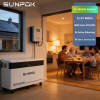 China SUNPOK 20KWh 51.2V 20kW 400Ah LiFePO4 Stackable Hybrid Grid Solar Energy Storage Battery Pack for Household Use for sale