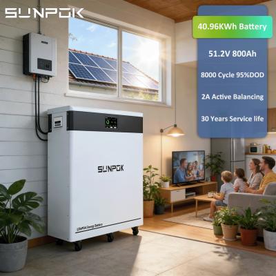 China SUNPOK Floor Mounted Lifepo4 Battery 51.2v 800Ah 40kWh 8000 Cycles 5-Year Warranty Solar Power Storage System for sale