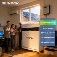 China SUNPOK 51.2V 800Ah 40KWh LiFePO4 Lithium Iron Phosphate Battery with Built-in BMS Split Type Solar System Use CAN Communication for sale