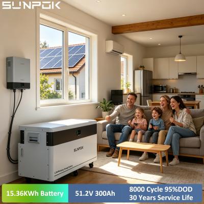 China SUNPOK Touchable Screen 15KWH Power 51.2V 300AH LiFePo4 Battery 48V Lithium Batteries Home Solar Energy Storage System for sale