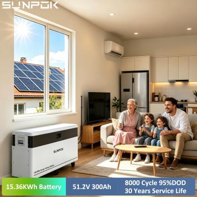 China SUNPOK Power Wall 48V 51.2V 300Ah 15kwh Lifepo4 Battery Solar Power Lithium Battery Pack With Wheels for sale