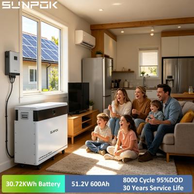 China Sunpok 51.2V 600Ah Solar LiFePO4 Lithium Ion Battery Pack 30KW Home Energy Storage System 51.2v Lifepo4 Lithium Battery 600 Ah for sale