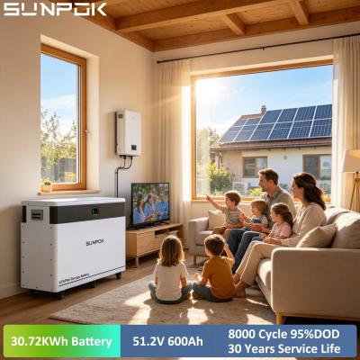 China Sunpok 51.2V 600Ah Lithium Battery 30kwh 48V Home Solar Energy Storage System 30kwh LiFePO4 Batteries Pack for House for sale