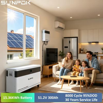 China SUNPOK 10Kw 15Kwh Inverter Lifepo4 Battery Pack 51.2V 300Ah 48V Battery Packs Solar Lifepo4 Batteries Home Energy Storage for sale