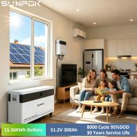 China SUNPOK Wheel-mounted Indicator Bluetooth WiFi 48V 51.2V 300Ah 10kW 15kW LiFePO4 Lithium Energy Storage Battery Pack for sale