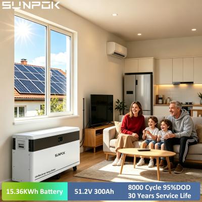 China SUNPOK ESS 48V 51.2V 300Ah Solar Lithium LiFePO4 Battery 15kWh Deep Cycle Solar Energy Storage System Home for sale