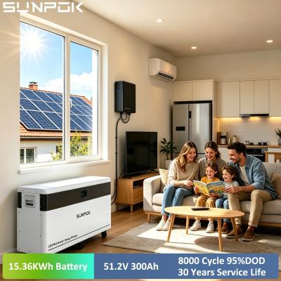 China SUNPOK 48V 300Ah 15kWh Lithium Battery Pack 51.2V 300Ah 15kWh Vertical Home Energy Storage System 8000+ Cycles for sale