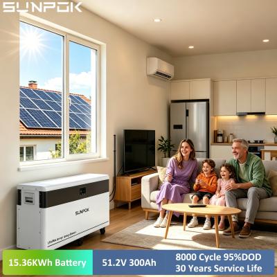 China SUNPOK Factory Wholesale 51.2V 300Ah 15kWh Floor-mounted LiFePO4 Battery 48V 300Ah 15kWh Home Energy Storage System for sale
