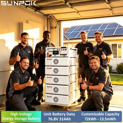 China Sunpok Commercial Boost Lithium Battery 76.8V 314AH High Voltage 76.8V 314Ah 100kwh 200kwh 500kwh LiFePO4 Battery System for sale
