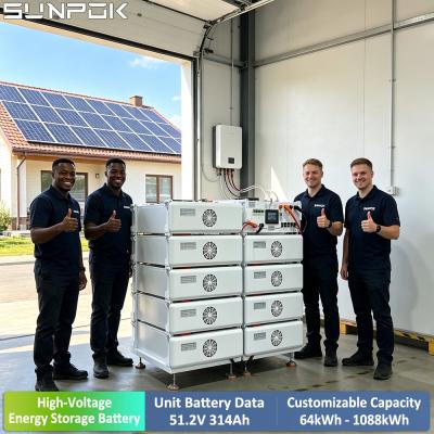 China SUNPOK High Voltage Batteries 50KWH 100KWH 200KWH Solar Storage Battery 51.2V 314AH LiFePO4 Battery Power Storage for Home for sale