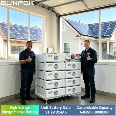 China SUNPOK Lithium Battery 16kwh 51.2V 314Ah Lifepo4 Battery Rack High Voltage 96 kwh 100kwh 120kwh Energy Storage System for sale