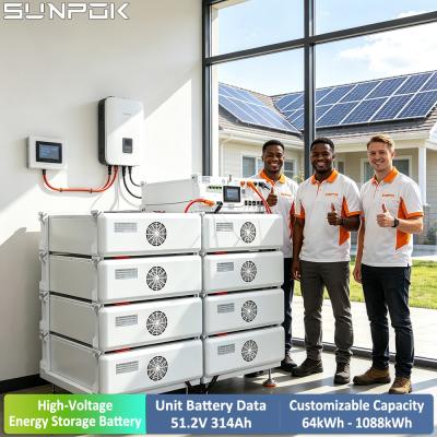 China SUNPOK Split Rack-Mounted High Voltage 51.2V 314Ah LiFePo4 Lithium Battery Pack Hybrid Off Grid Home Industry Energy Storage for sale