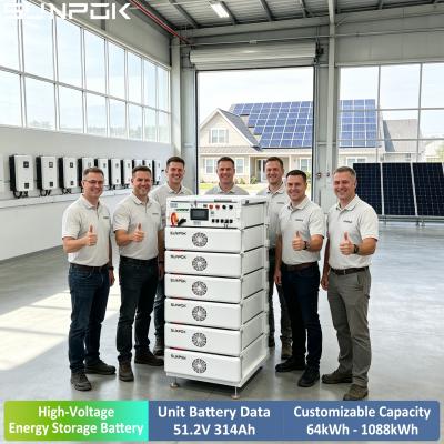 China SUNPOK 51.2V 314AH HV Lithium Battery 16kWh High Voltage LiFePO4 Battery Capacity for Home Use Energy Storage for sale