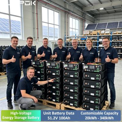 China SUNPOK High Voltage Industrial Use Deep Cycle BMS 51.2V 100Ah Rack Mount 20Kwh 25Kwh Lifepo4 Battery for Solar System for sale