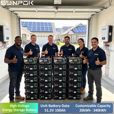 China SUNPOK Rack High Voltage Energy Storage Battery 30kWh 50kWh 100kWh Lithium Battery 48V LiFePO4 Battery Pack for sale