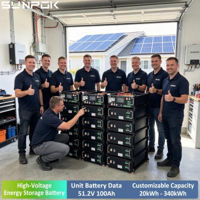 China SUNPOK Home Energy Storage Baterias De Litio 25kWh 50kWh Lithium Battery Solaire 100Ah 48V LiFePO4 Battery Pack for sale
