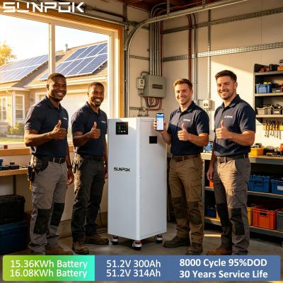 China SUNPOK Touching Screen 16kwh LiFePO4 Battery 48V Large Capacity Solar Energy Battery 51.2v 314ah Lithium Ion Battery for Home for sale