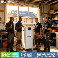 China SUNPOK Lithium Ion Battery 15kwh 16kwh 51.2V 300Ah 314Ah Solar Home Energy Storage Lifepo4 Battery With Wheels Moveable for sale