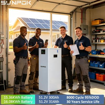 China SUNPOK High Performance 8000 Cycles 51.2V 314Ah 300Ah Lifepo4 16kWh Battery Lithium Battery Pack Household Solar Energy Storage for sale