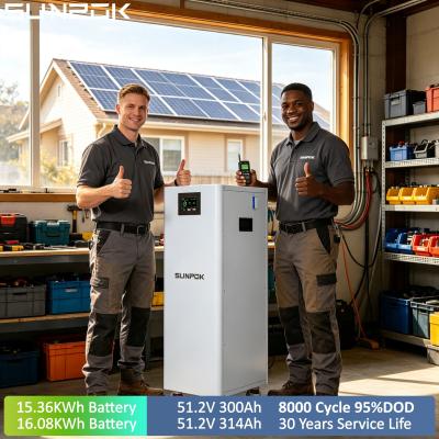 China SUNPOK Touching Screen 51.2V 300Ah 15kWh 314Ah 16kwh Lifepo4 Lithium Solar Battery Floor Mounted Home Energy Storage System for sale