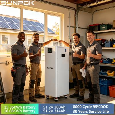 China SUNPOK Solar 51.2V 314Ah 300Ah 15kwh 16kwh Lithium Iron Solar Battery Lifepo4 Lithium Ion Batteries for Solar Energy System for sale