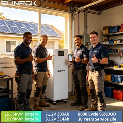 China SUNPOK Solar LiFePO4 Battery 48V 51.2V 314Ah 15kWh 16kWh Energy Storage Solar Home System Deep Cycle Lithium Iron Phosphate Pack for sale