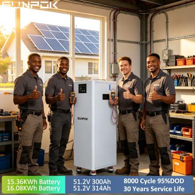 China SUNPOK 16Kwh Lithium 48V Batteries Home Energy Storage System 51.2V 300Ah 314Ah 15Kwh Solar Lifepo4 Battery With Bms for sale