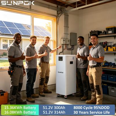 China SUNPOK New 15kwh 51.2V 314AH 300AH Lifepo4 Battery Pack 200A BMS 15kwh 16kwh Lifepo4 Lithium Ion Battery for Home Energy Storage for sale