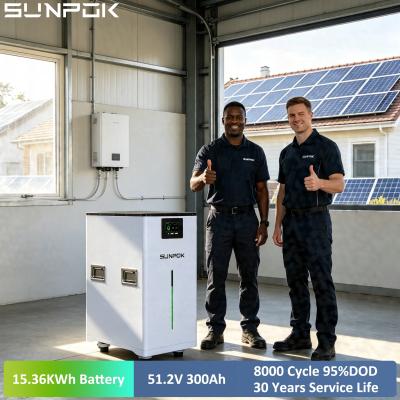 China SUNPOK Energy Storage System 51.2V 300Ah Lithium Ion Battery Pack 15kwh Power Wall Lifepo4 Battery 48V With BMS for sale