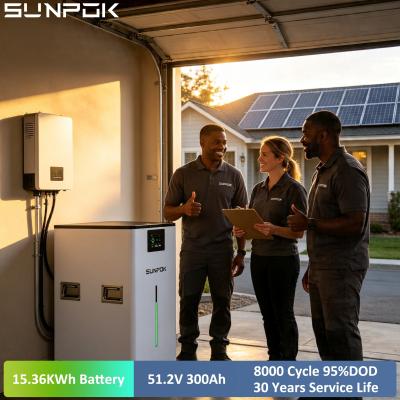 China SUNPOK 51.2V Vertical Solar Lithium Ion Battery Pack 48V 300Ah LiFePO4 Battery 10Kw 15Kwh Solar Energy System for sale