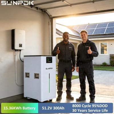 China SUNPOK Lithium Battery 51.2V Lifepo4 Lithium Battery 300AH 15KWH Solar System Battery Storage for Home Use for sale