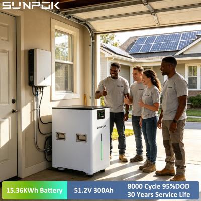 China SUNPOK 51.2V 300Ah 15kWh LiFePO4 Lithium Iron Phosphate Battery Pack CAN RS485 BMS Compatible for Solar System for sale