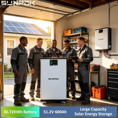China SUNPOK 30KW Touch Screen Battery LiFePO4 Home Energy Storage System Floor Standing 51.2V 600ah Lithium Ion Battery for sale