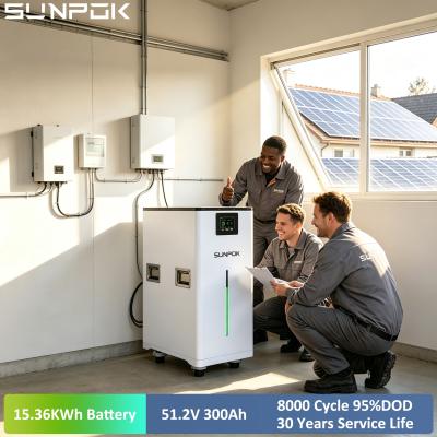 China SUNPOK 51.2v 300Ah 15.36kWh Solar Battery 15kWh Lifepo4 Lithium Ion Residential Energy System 15kwh Solar Battery for sale