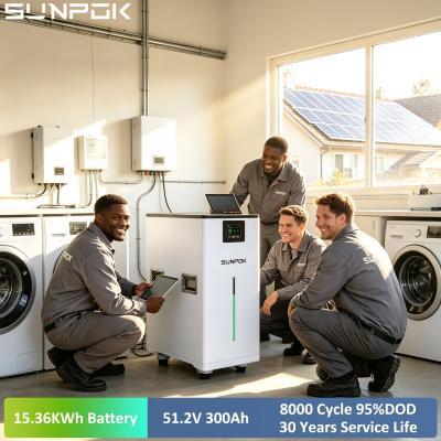 China SUNPOK Solar Lifepo4 Batteries 51.2v 300ah Lithium Ion Battery Pack Home Energy Storage System with BMS Bluetooth/Wifi Monitor for sale