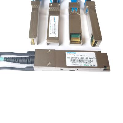 China 100G QSFP28 to 4xSFP28 850nm AOC Cable 7M for sale
