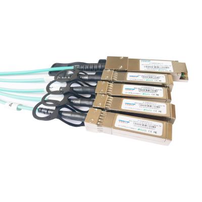 China 40g Qsfp+ To 4x10g Sfp+ Aoc Breakout Cables 7m Ddm Om3 Fiber Active Optical Transceiver 850nm  Sfp Aoc Cable for sale