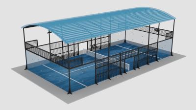 China Turnkey Covered Padel Court Solution 20x10m Panoramic Padel Tennis Court With Anti Rust Canopy for sale