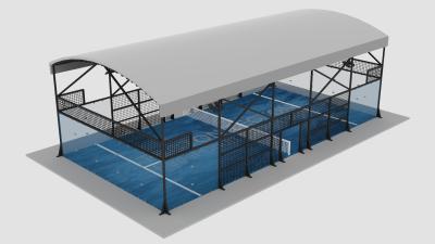 China All Weather Integrated PVDF Roof Covered Padel Court With AkzoNobel Powder Coated for sale