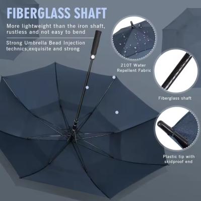 China Folded Windproof Double Canopy Umbrella Auto Open Golf Style Umbrella for sale