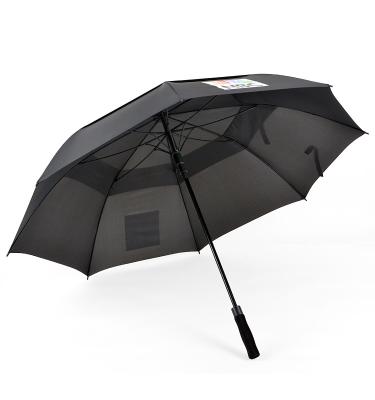 China Outdoor Folding Golf Umbrella Windproof Dual Canopy Umbrella With Customized Printing for sale