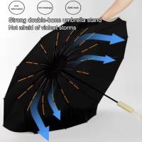 China High Durability Black Golf Umbrella Outdoor Auto Open With Double Layer Canopy for sale