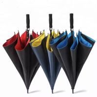China Black Large Stick Umbrella Manual Open Long Lasting Windproof for sale