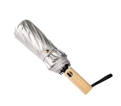 China Silver Folding Umbrella Windproof Waterproof With Non Slip Grip for sale